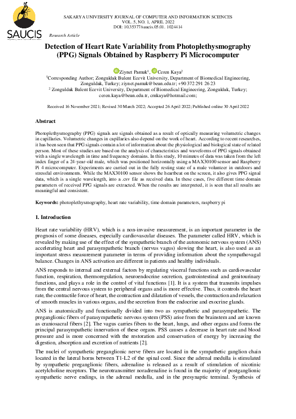 Pdf Detection Of Heart Rate Variability From Photoplethysmography Ppg Signals Obtained By