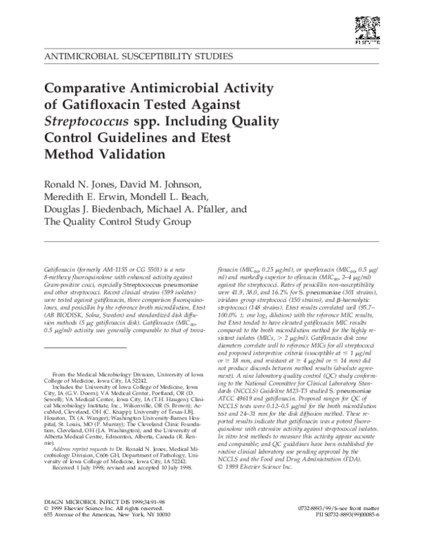 (PDF) Comparative antimicrobial activity of gatifloxacin tested against ...