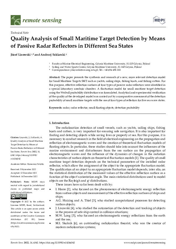 (PDF) Quality Analysis of Small Maritime Target Detection by Means of ...