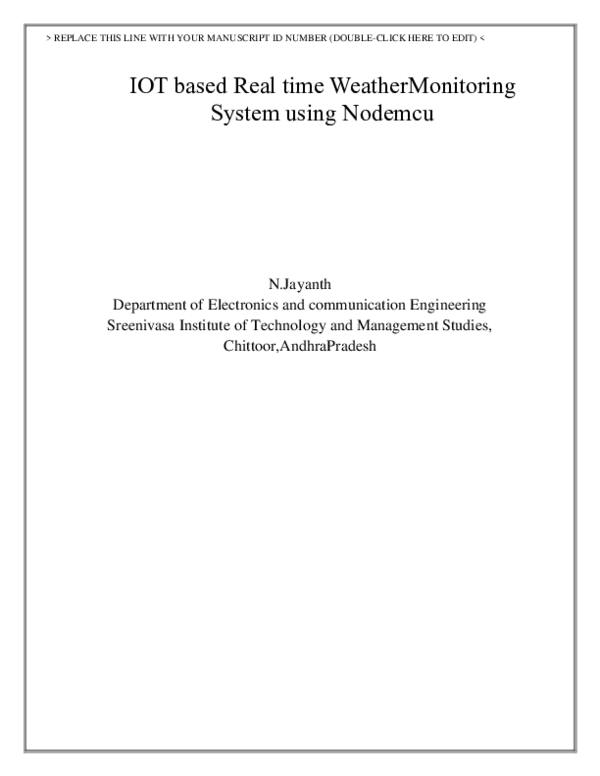 (PDF) IOT BASED WEATHER MONITORING SYSTEM NODEMCU