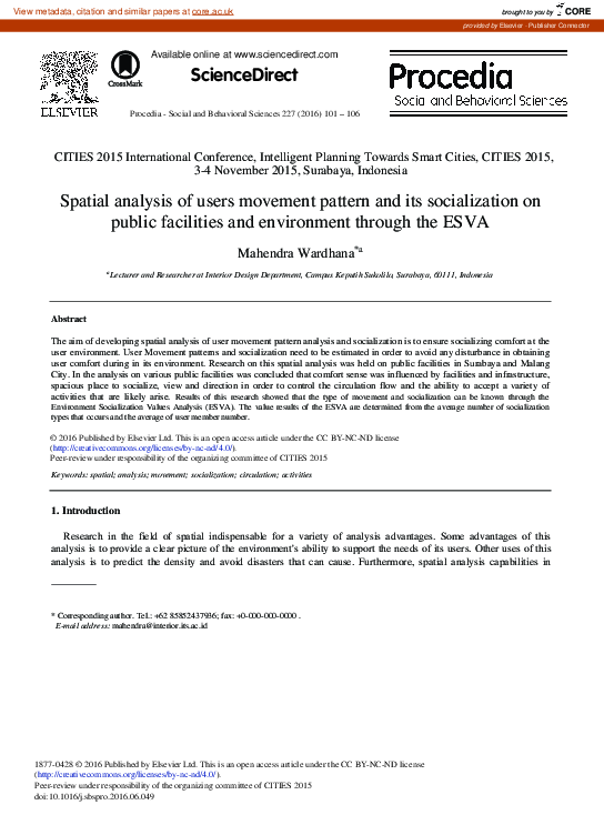 (PDF) Spatial Analysis of Users Movement Pattern and its Socialization on Public Facilities and ...
