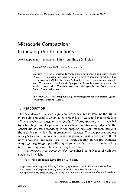 Microcode compaction: Extending the boundaries