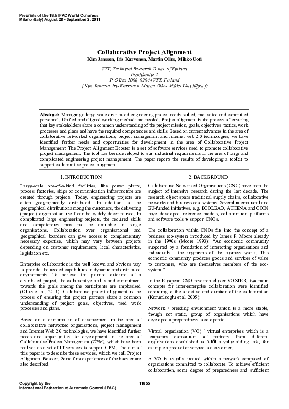 (PDF) Collaborative Project Alignment