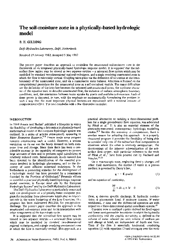 (PDF) The soil-moisture zone in a physically-based hydrologic model