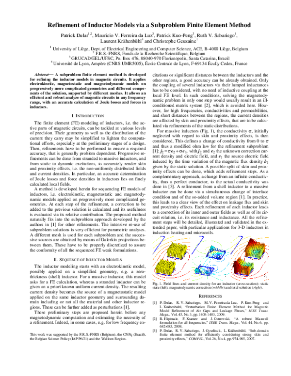 Pdf Refinement Of Inductor Models Via A Subproblem Finite Element Method
