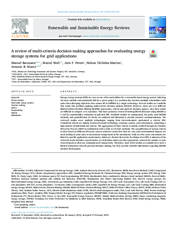 Pdf A Review Of Multi Criteria Decision Making Approaches For Evaluating Energy Storage