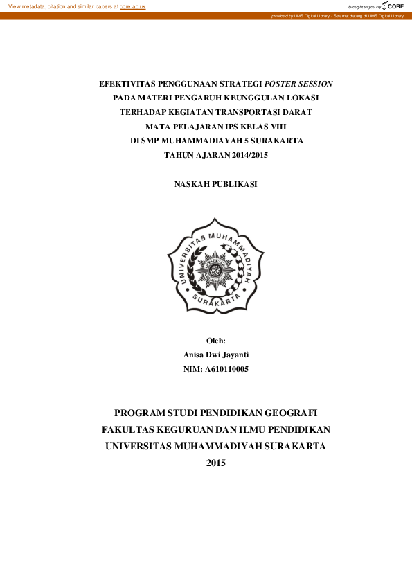 (PDF) Efektivitas Penggunaan Strategi Poster Sessionpada Materi Pengaruh Keunggulan ...
