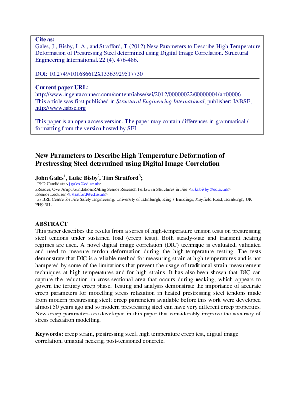 (PDF) New Parameters to Describe High-Temperature Deformation of Prestressing Steel Determined ...