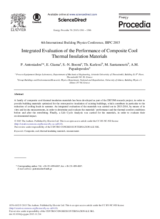 (PDF) Integrated Evaluation of the Performance of Composite Cool ...