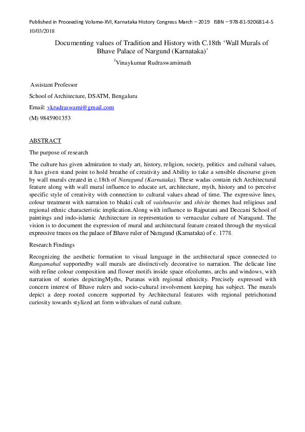 (PDF) Documenting values of Tradition and History with C.18th 'Wall ...