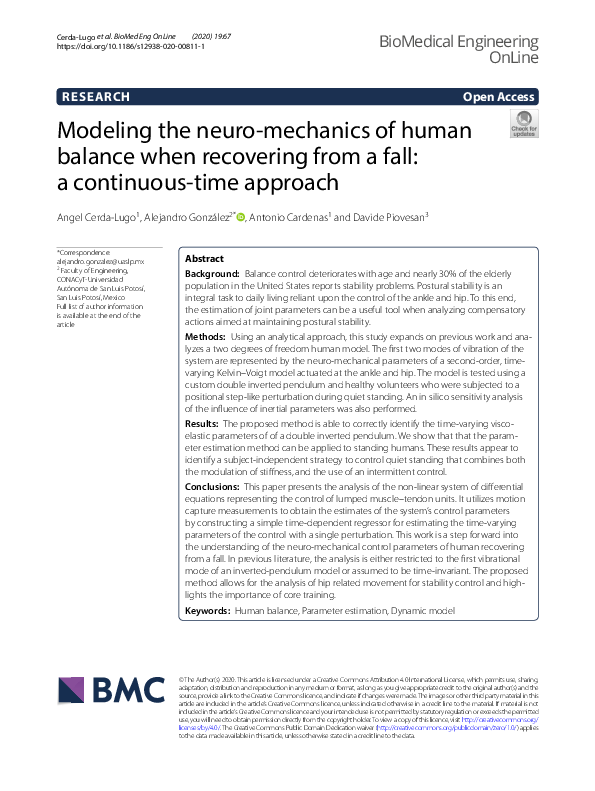 (PDF) Modeling the neuro-mechanics of human balance when recovering ...