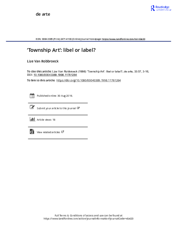 (PDF) ‘Township Art’: libel or label?