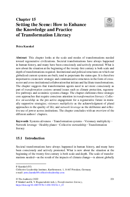 (PDF) Setting the Scene: How to Enhance the Knowledge and Practice of Transformation Literacy