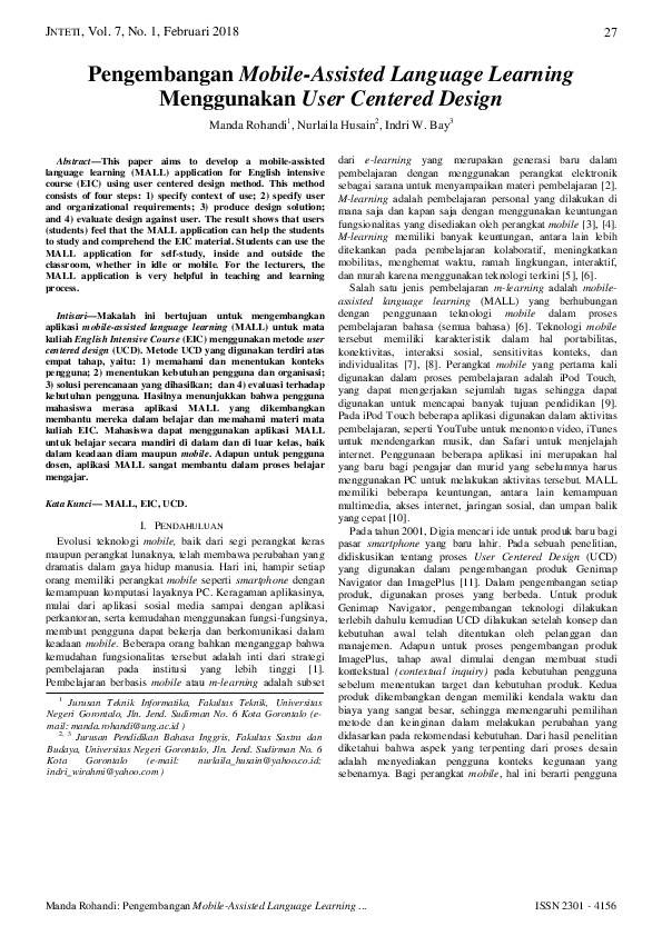 (PDF) Pengembangan Mobile-Assisted Language Learning Menggunakan User Centered Design