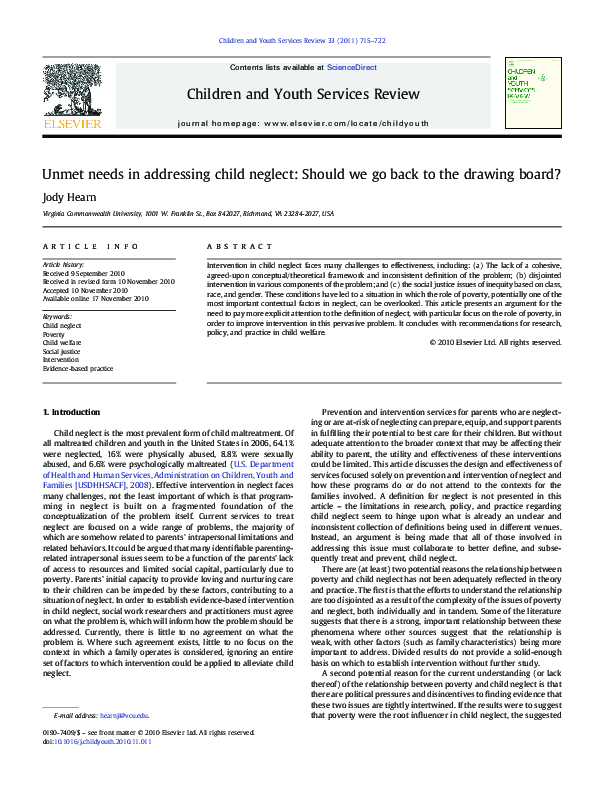 (PDF) Unmet needs in addressing child neglect: Should we go back to the ...