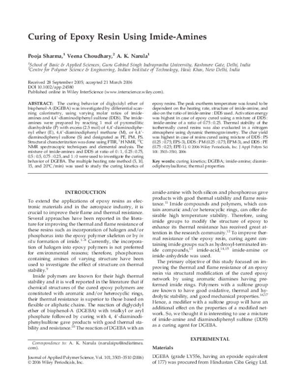 (PDF) Curing of epoxy resin using imide-amines
