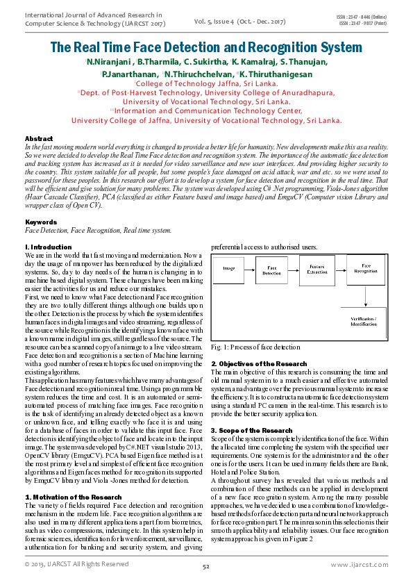 (PDF) A real-time face detection and recognition system