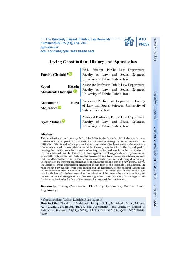 (PDF) Living Constitution: History and Approaches