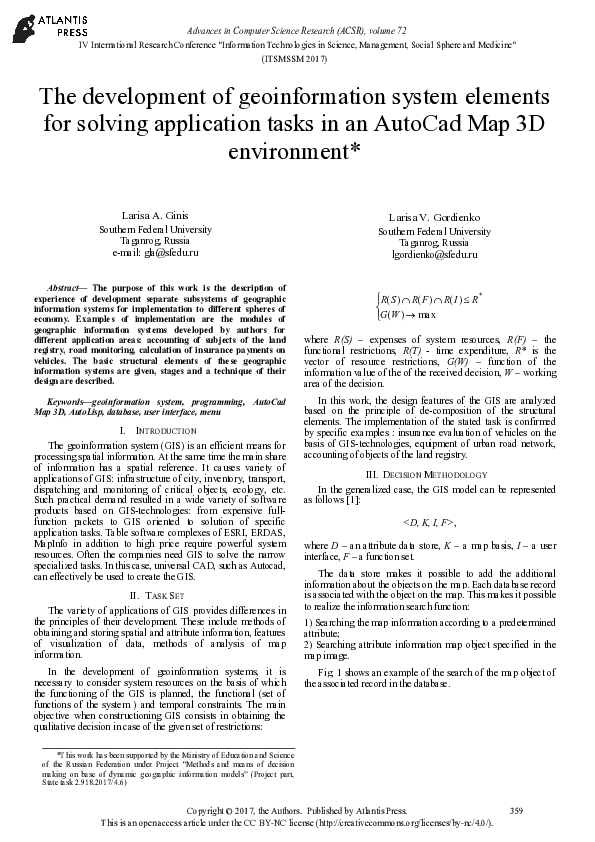 (PDF) The development of geoinformation system elements for solving ...