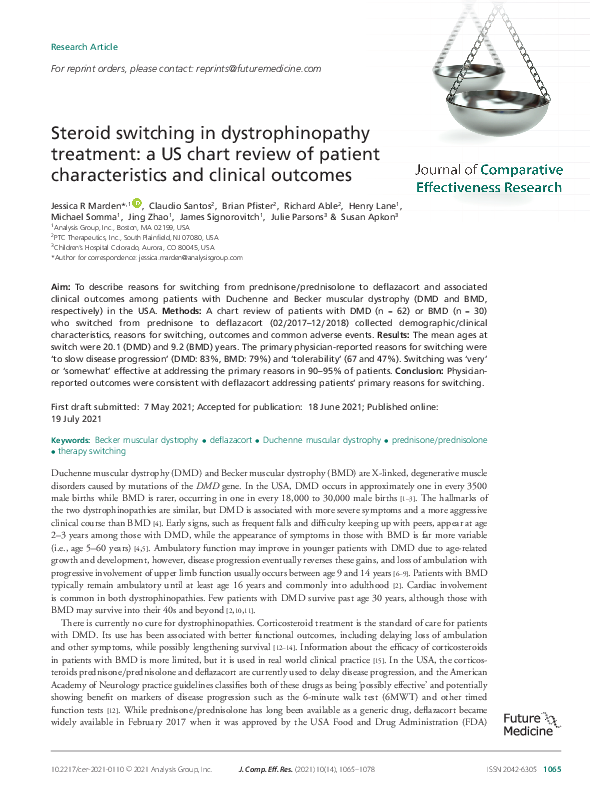(PDF) Steroid switching in dystrophinopathy treatment: a US chart ...
