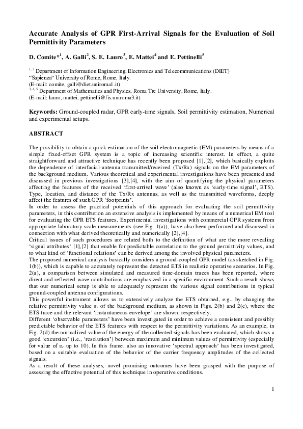 (PDF) Accurate analysis of GPR first-arrival signals for the evaluation ...