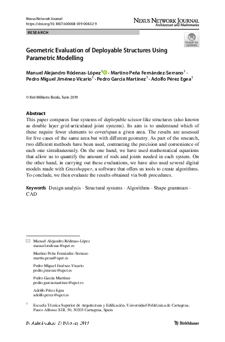 (PDF) Geometric Evaluation of Deployable Structures Using Parametric Modelling