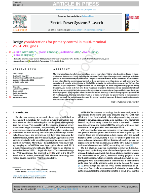 (PDF) Design considerations for primary control in multi-terminal VSC ...