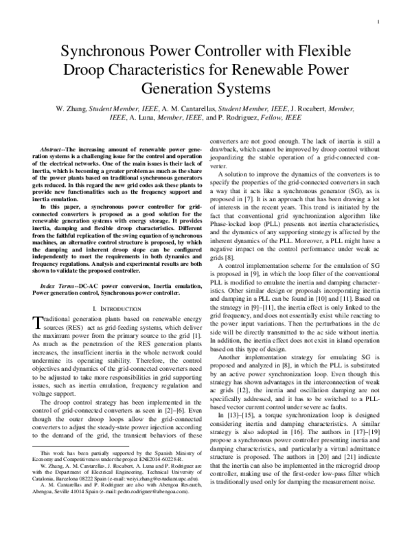 (PDF) Synchronous Power Controller With Flexible Droop Characteristics ...