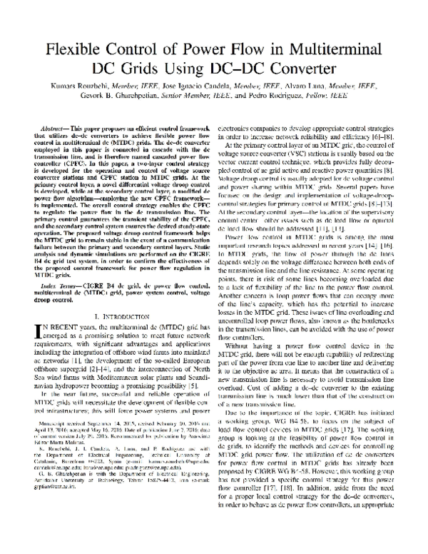 (PDF) Flexible Control of Power Flow in Multiterminal DC Grids Using DC–DC Converter