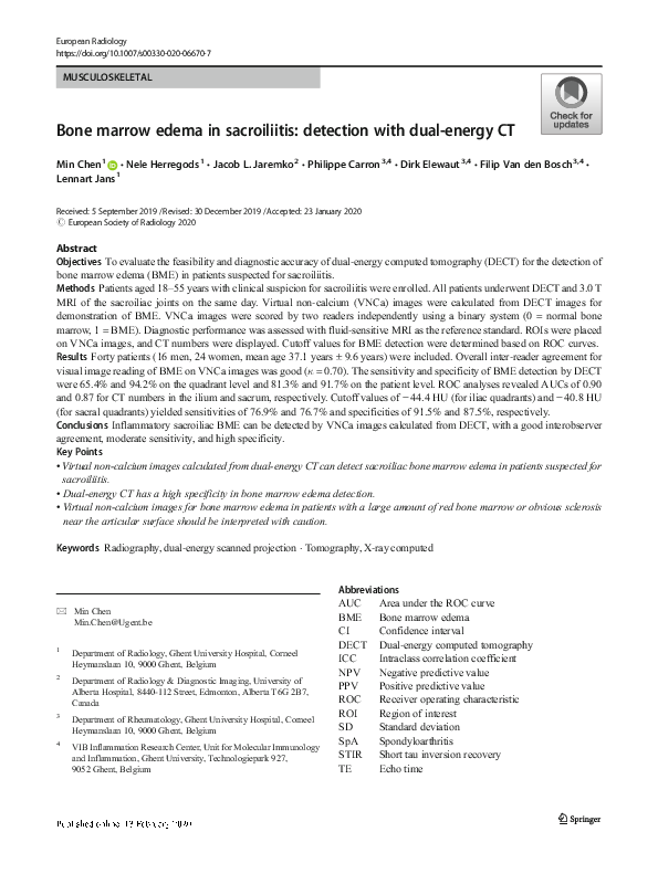 (PDF) Bone marrow edema in sacroiliitis: detection with dual-energy CT
