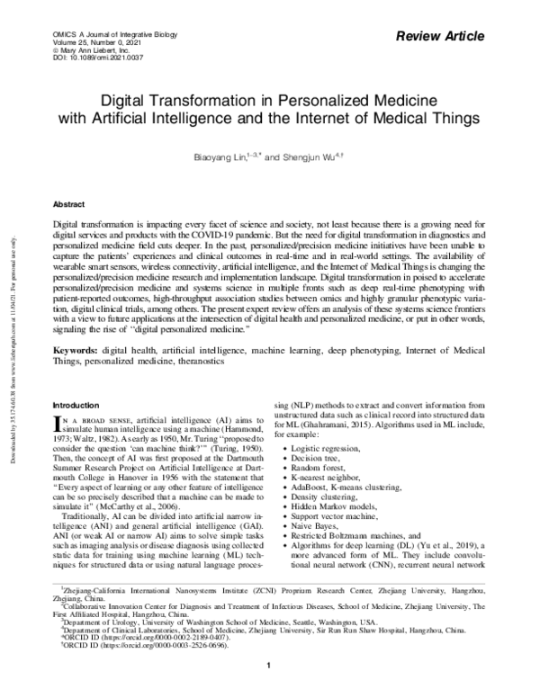 (PDF) Digital Transformation in Personalized Medicine with Artificial ...