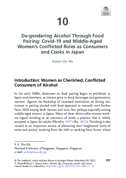 (PDF) Ho, Swee-Lin. 2022. De-gendering Alcohol Through Food Pairing ...