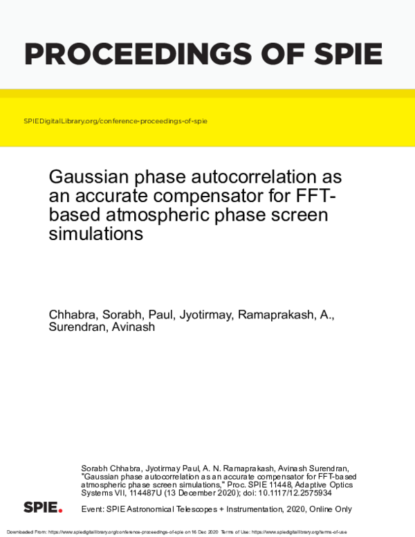 Pdf Gaussian Phase Autocorrelation As An Accurate Compensator For Fft Based Atmospheric Phase