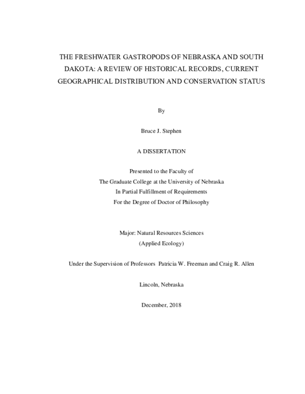 (PDF) The Freshwater Gastropods of Nebraska and South Dakota: A Review of Historical Records ...