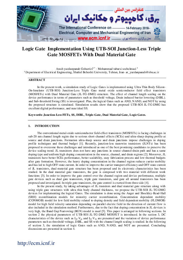 (PDF) Logic Gate Implementation Using UTB-SOI Junction-Less Triple Gate ...