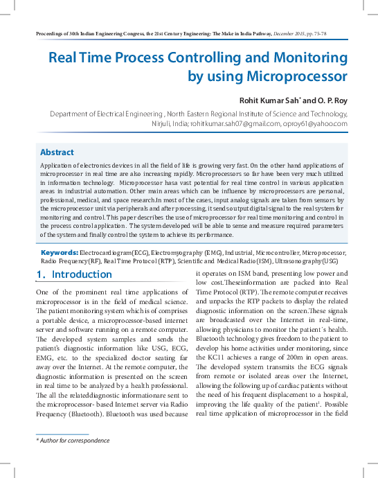(PDF) Real Time Process Controlling and Monitoring by using Microprocessor