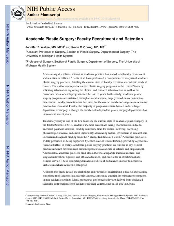 (PDF) Academic Plastic Surgery
