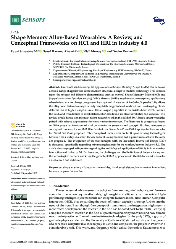(PDF) Shape Memory Alloy-Based Wearables: A Review, and Conceptual Frameworks on HCI and HRI in ...