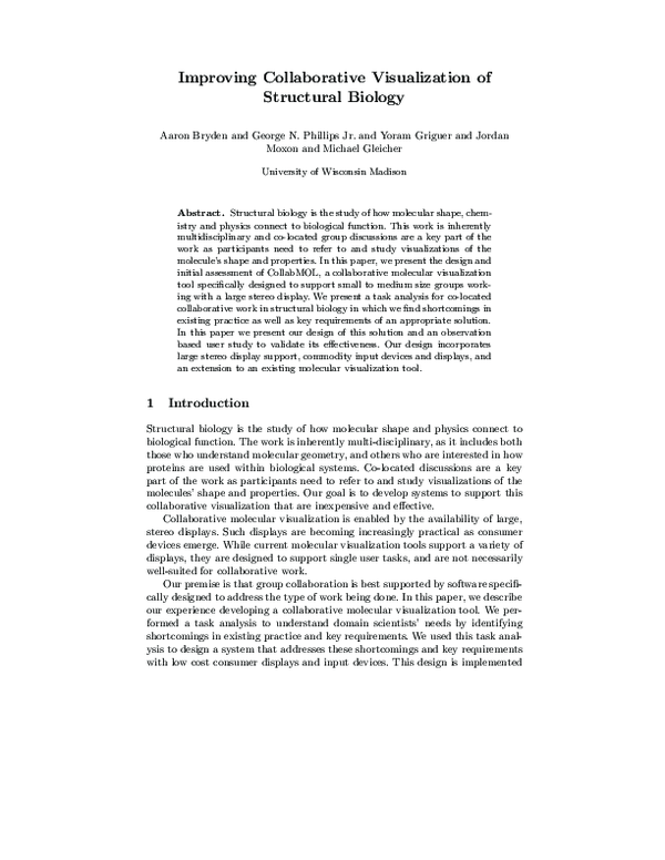 (PDF) Improving Collaborative Visualization of Structural Biology