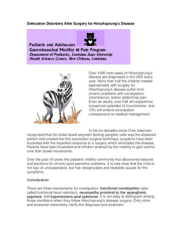 (PDF) Defecation Disorders After Surgery for Hirschsprung's Disease