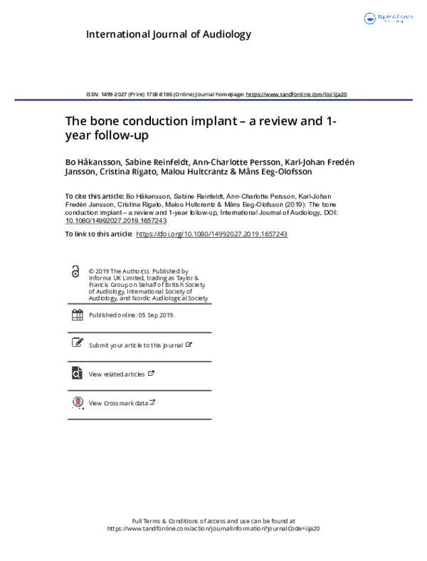 (PDF) The bone conduction implant – a review and 1-year follow-up