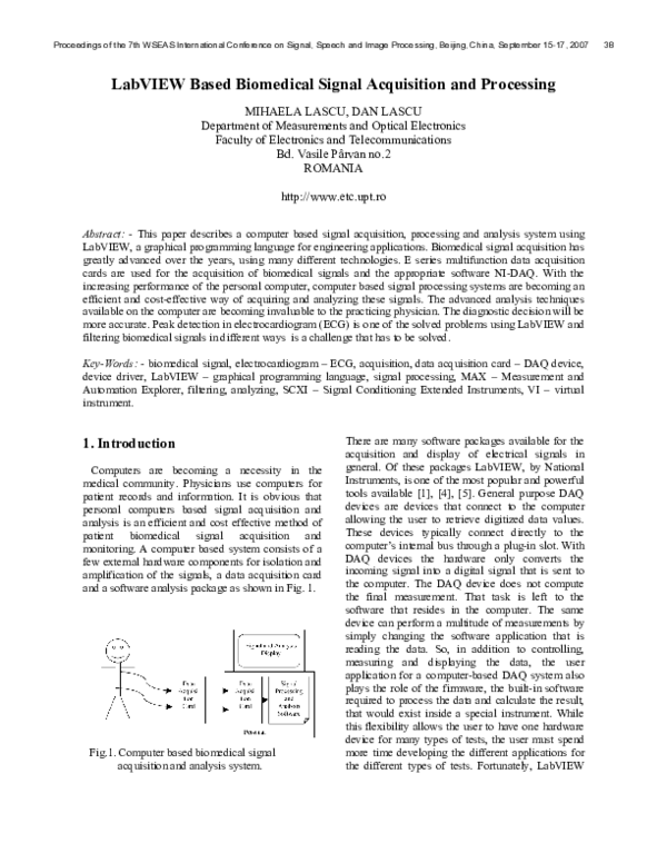 (PDF) LabVIEW Based Biomedical Signal Acquisition and Processing