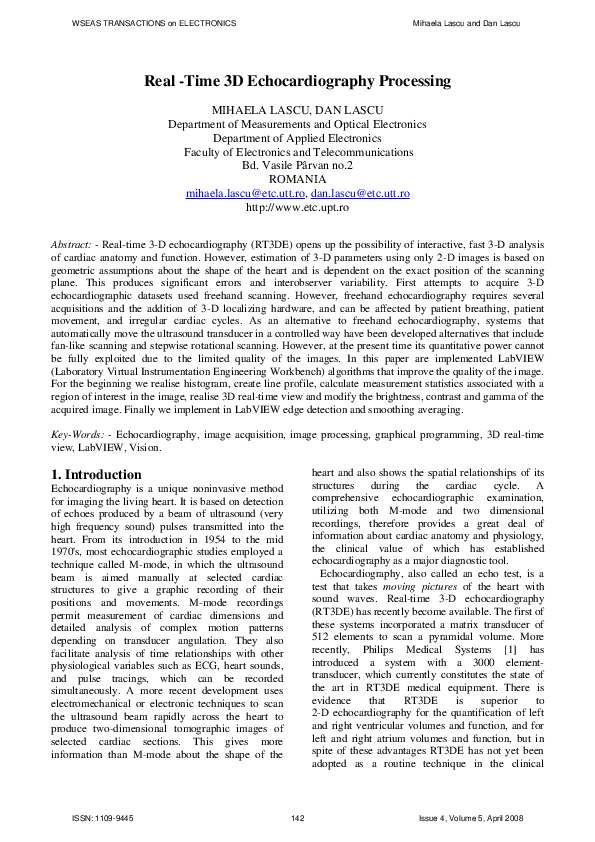 (PDF) Real Time 3D Echocardiography Processing