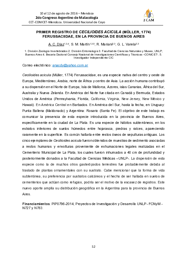 (PDF) Primer registro de Cecilioides Acicula (Müller, 1774 ...