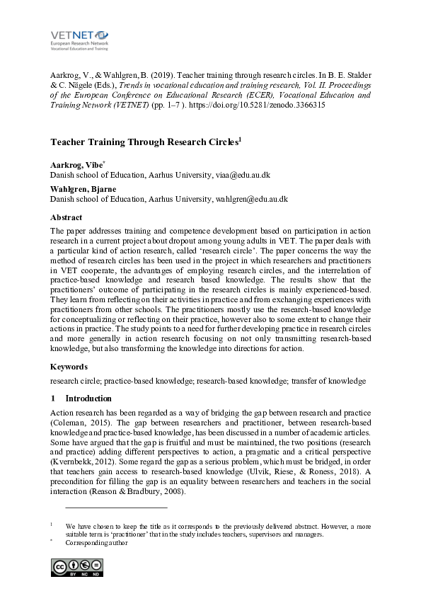 (PDF) Teacher Training Through Research Circles