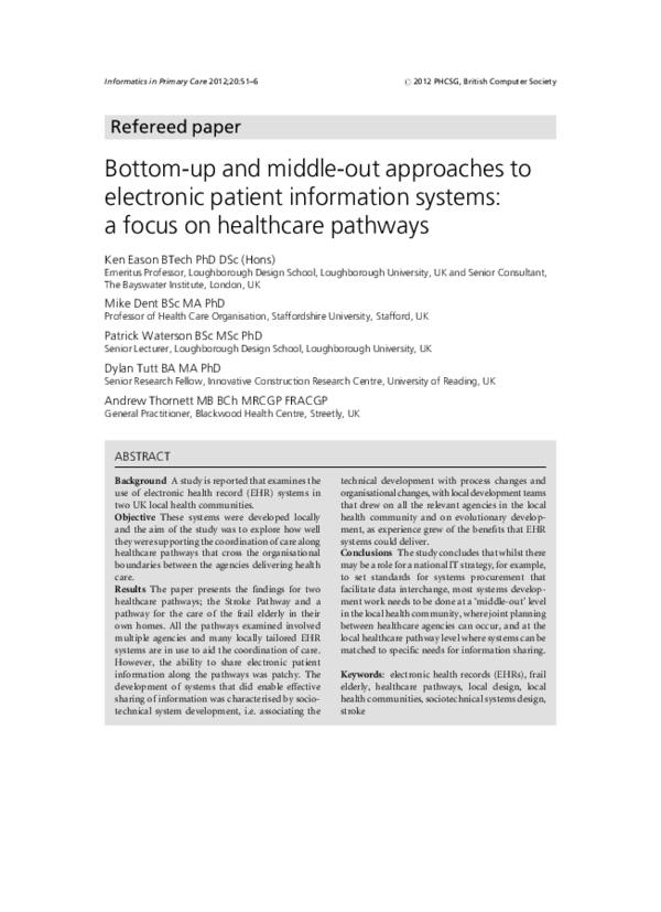 (PDF) Bottom-up and middle-out approaches to electronic patient ...