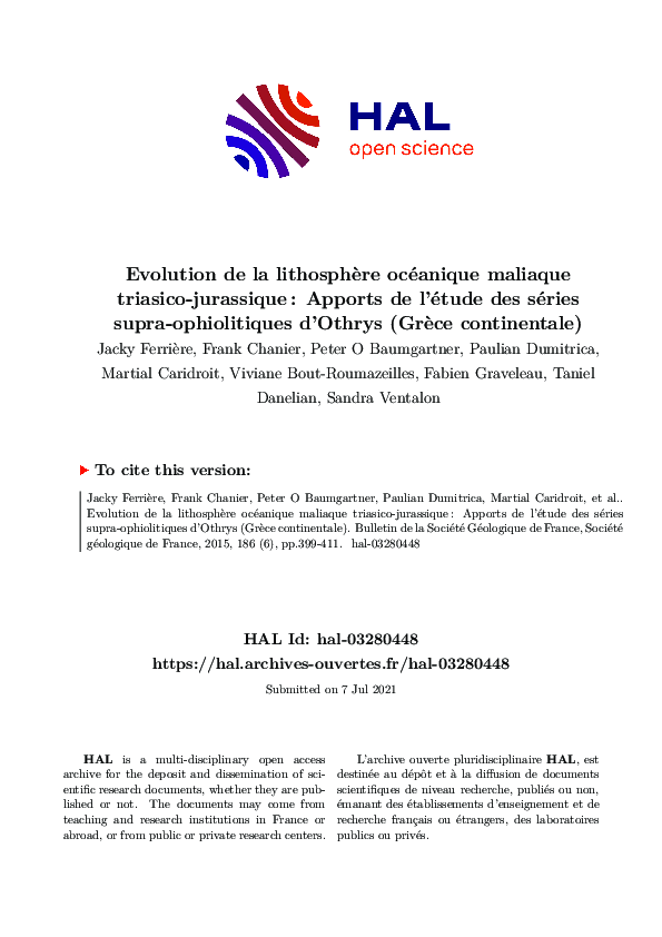 (PDF) The evolution of the Triassic-Jurassic Maliac oceanic lithosphere ...