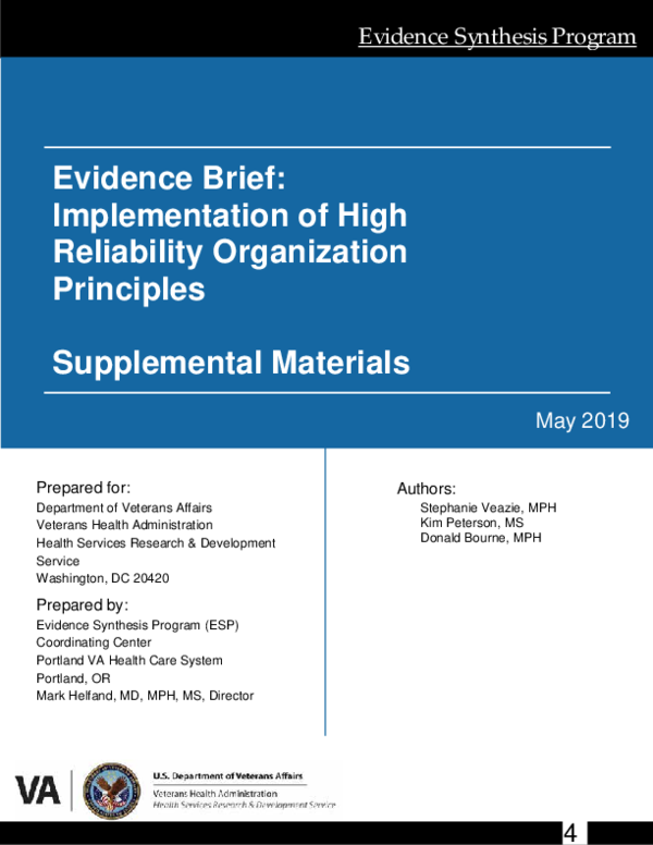 (PDF) Evidence Brief: Implementation of High Reliability Organization ...