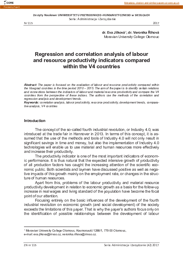 (PDF) Regression and Correlation Analysis of Labour and Resource Productivity Indicators ...