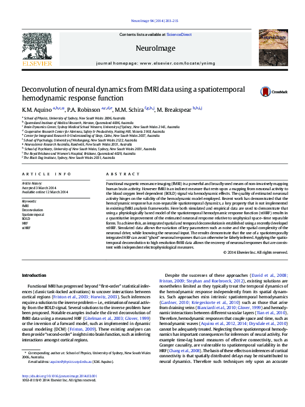 Pdf Deconvolution Of Neural Dynamics From Fmri Data Using A Spatiotemporal Hemodynamic